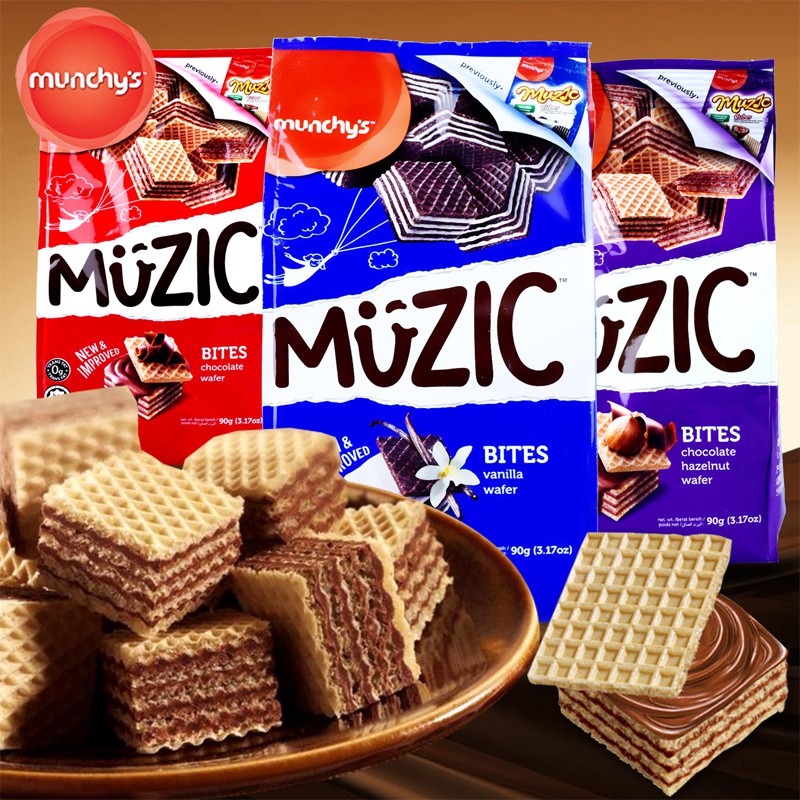 (150g) Munchy's Muzic Bites Wafer Peanut Hazelnut Chocolate Vanilla ...