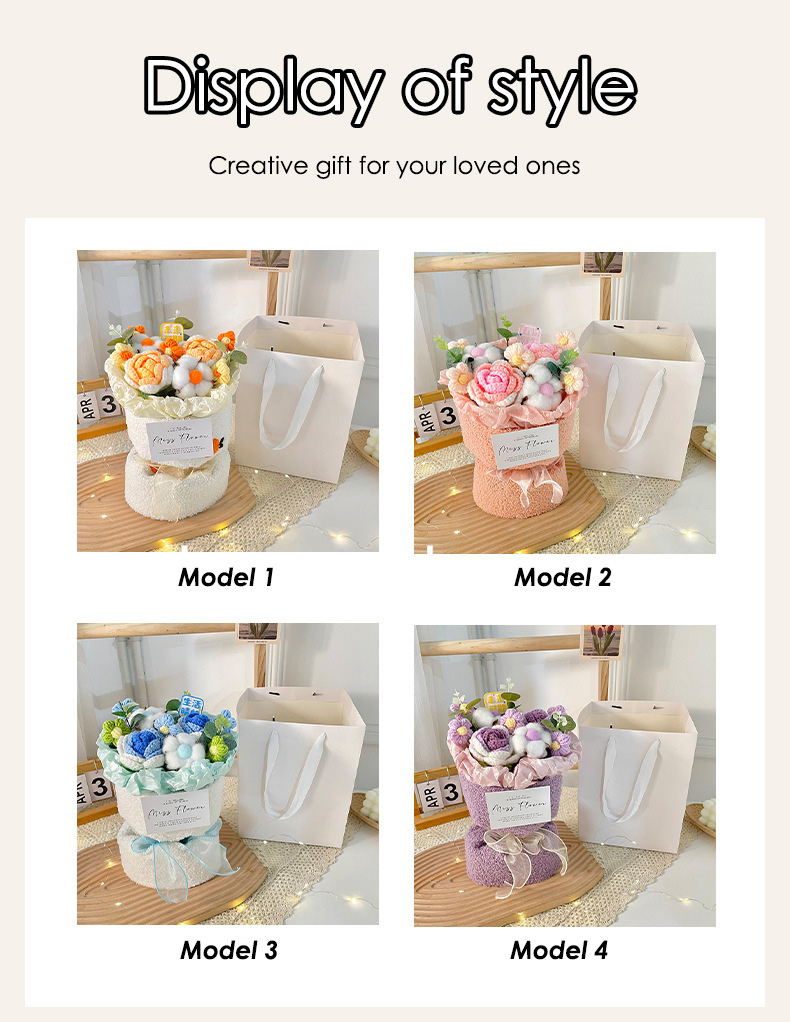 [SG Stock] Cute and Funny Knitted Plush Finished Handheld Flower ...