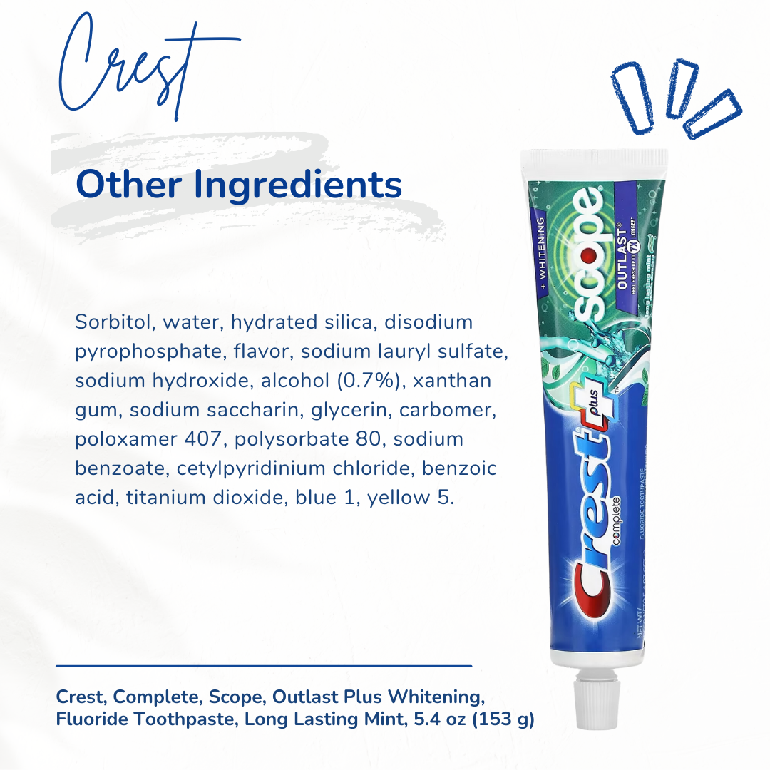 Crest, Complete, Scope, Outlast Plus Whitening, Fluoride Toothpaste ...