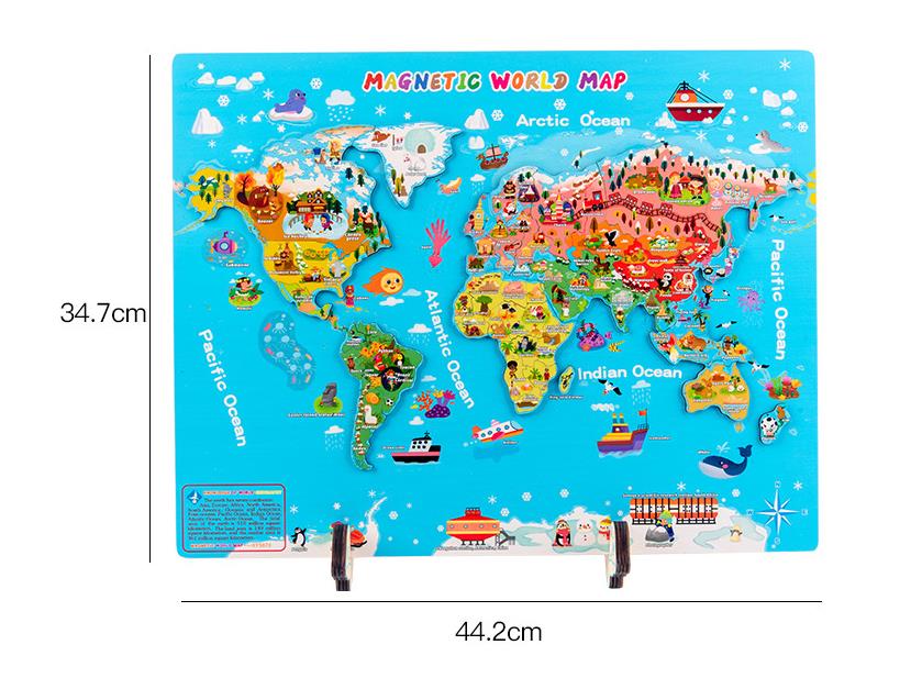 【MQLITTLESHOP】Wooden Magnetic World Map Learning Tool Education World ...