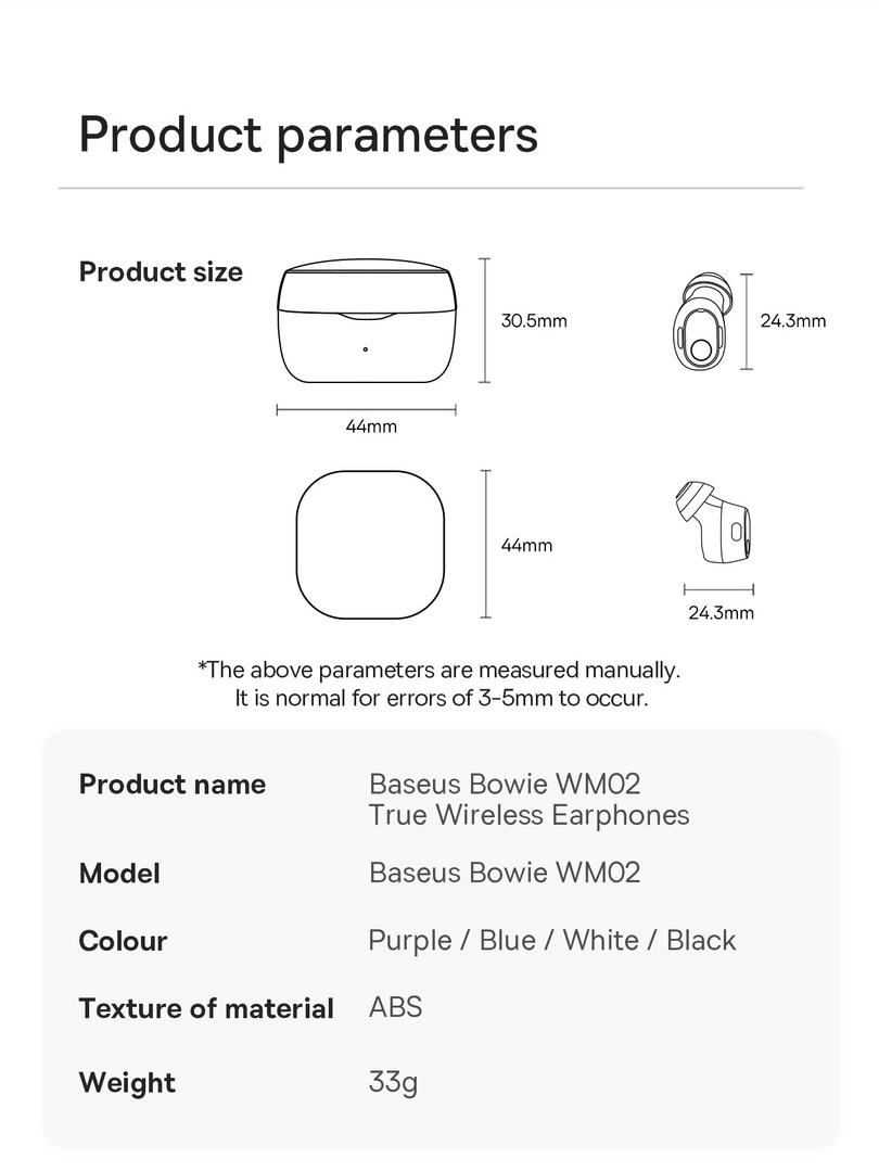 Baseus WM02 Wireless Earphones TWS 5.3Bluetooth Touch Control ...
