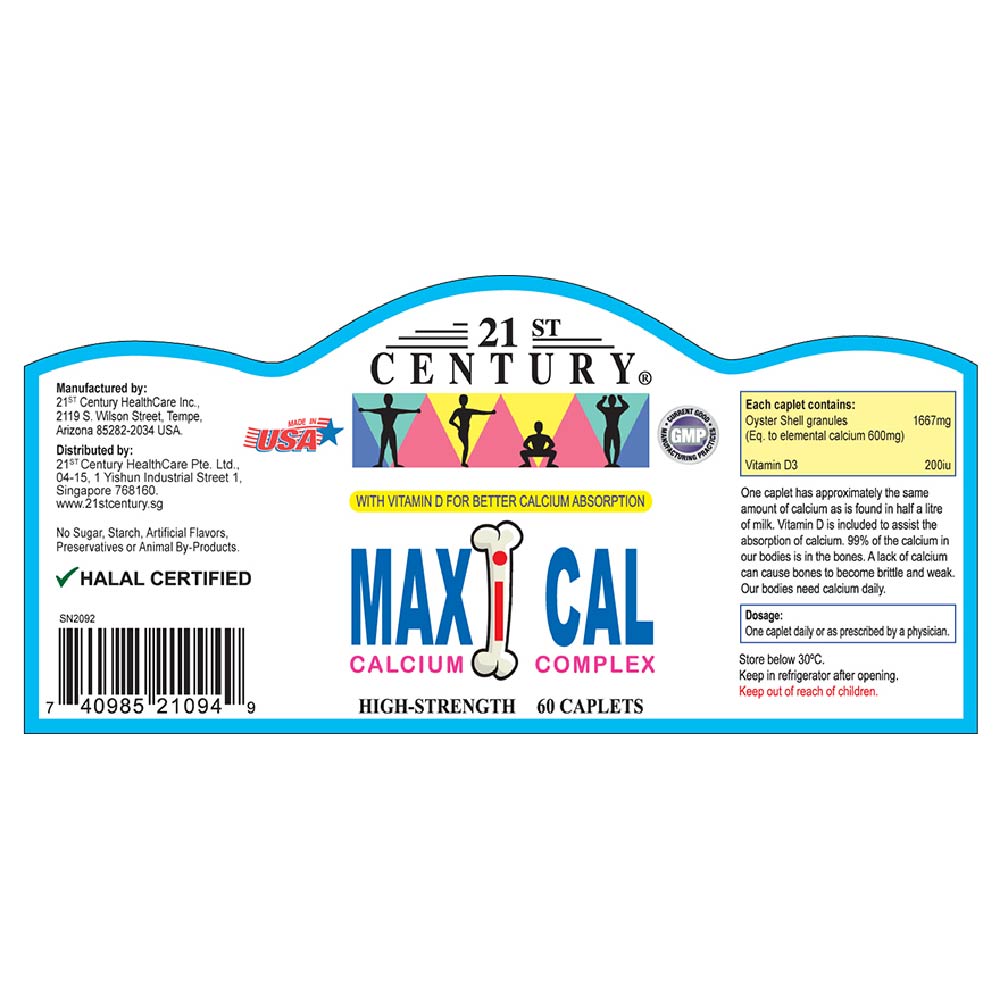 21ST CENTURY Maxi Cal High Strength Calcium Complex Caplets (Better ...