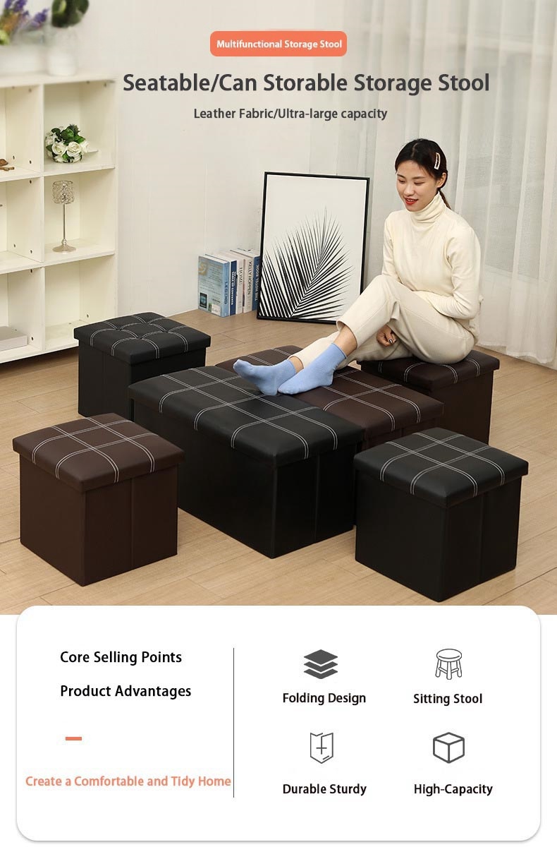 【SG Stock】Sofa Storage Stool Ottoman Foldable Bench storage stool box ...