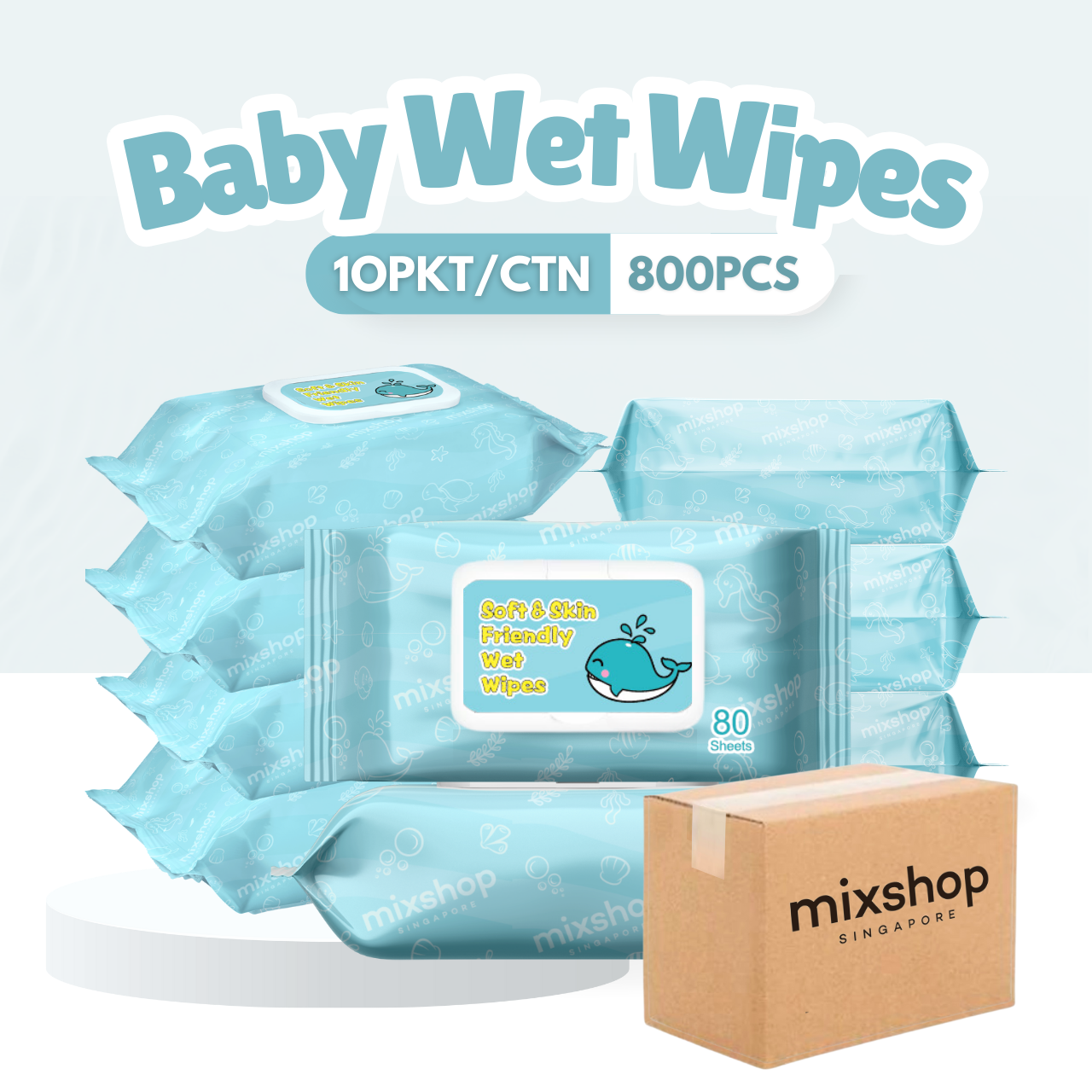 mixshop Baby Wet Wipes, 10 Pkt per Carton Total 800 Sheets, SG ready ...