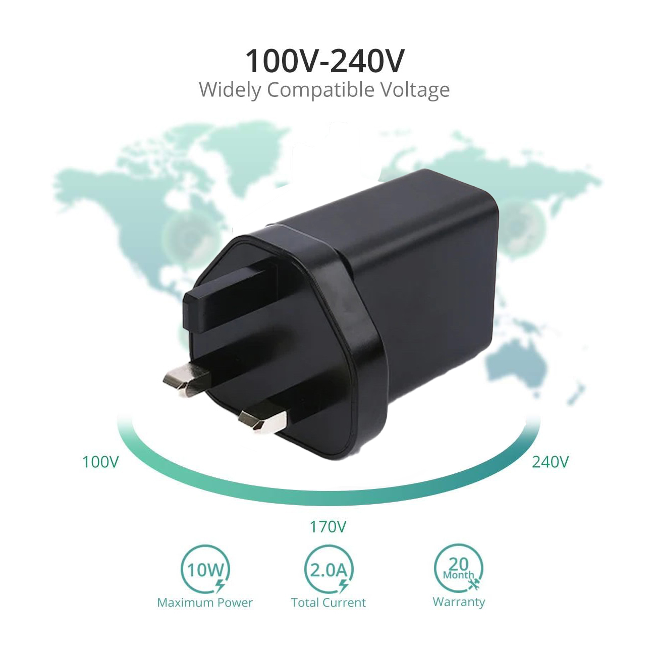 ezMall 5V2A 3 Pin USB Power Adapter with Singapore Safety Mark 5V 2A UK ...