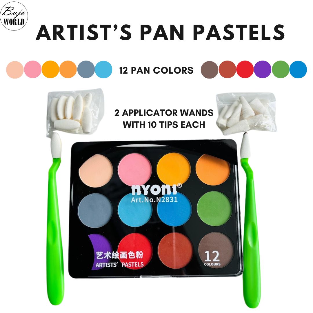Artist Pan Pastels Set,12 Ultra Soft Pastel Colors Pan Format with ...