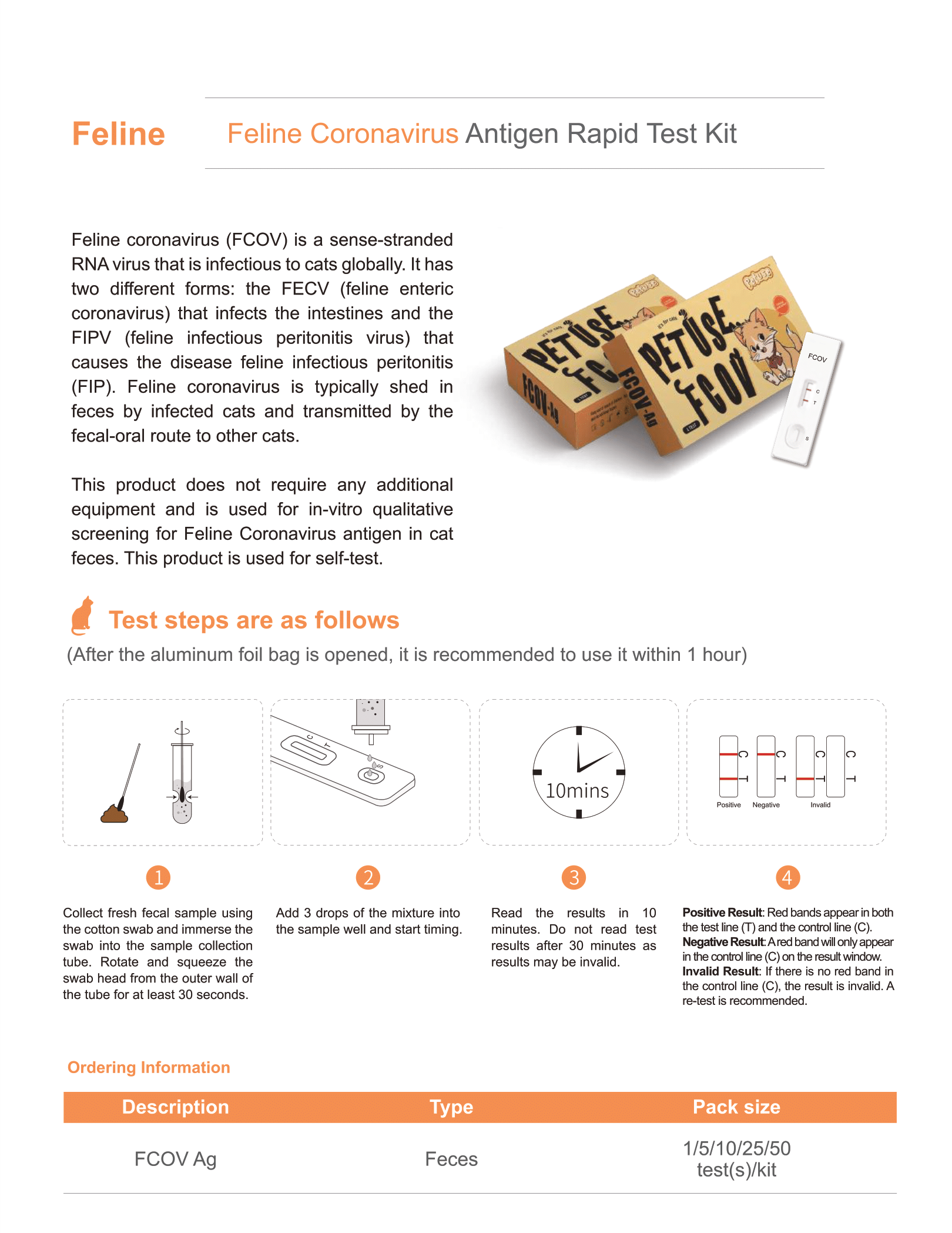 Feline Coronavirus FCOV Ag/Calicivirus FCALV Ag/Herpes Virus FHV Ag ...