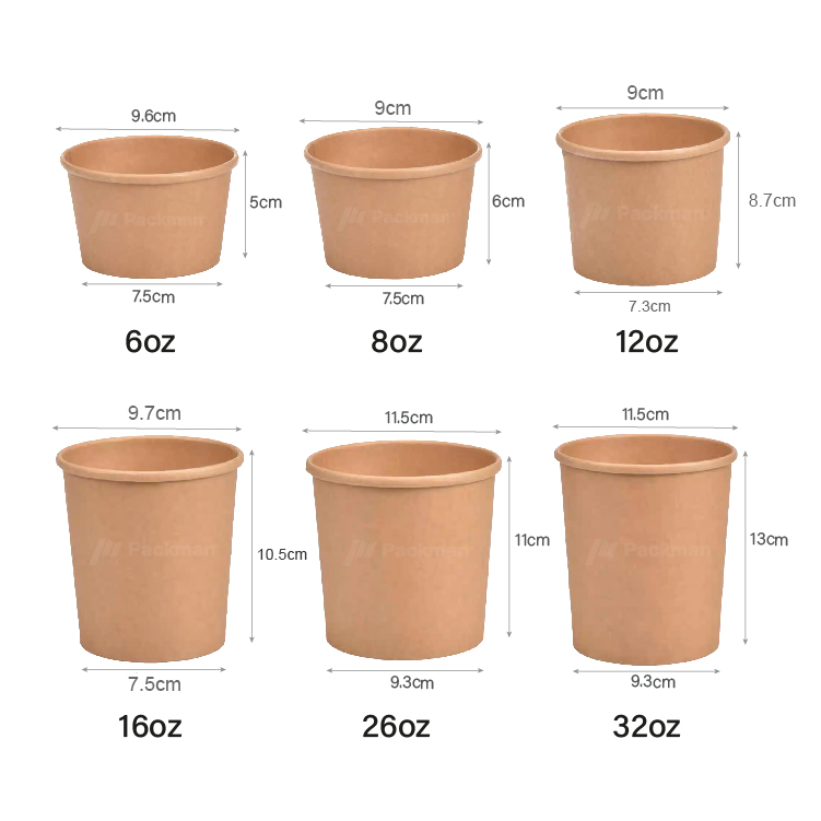 Kraft Paper Soup Tub Soup Bowl With Lid Ice-Cream Cup Takeaway Kraft ...