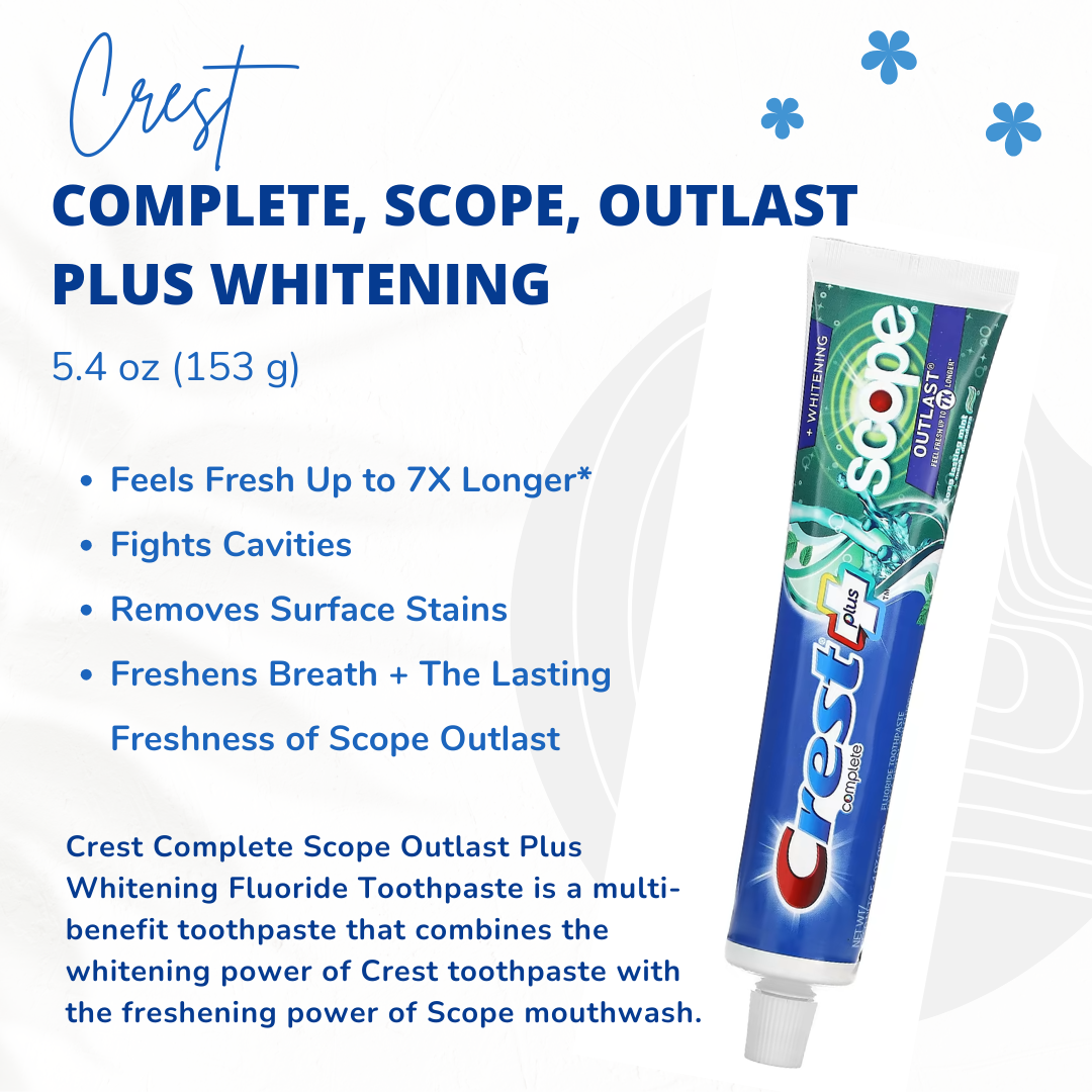 Crest, Complete, Scope, Outlast Plus Whitening, Fluoride Toothpaste ...