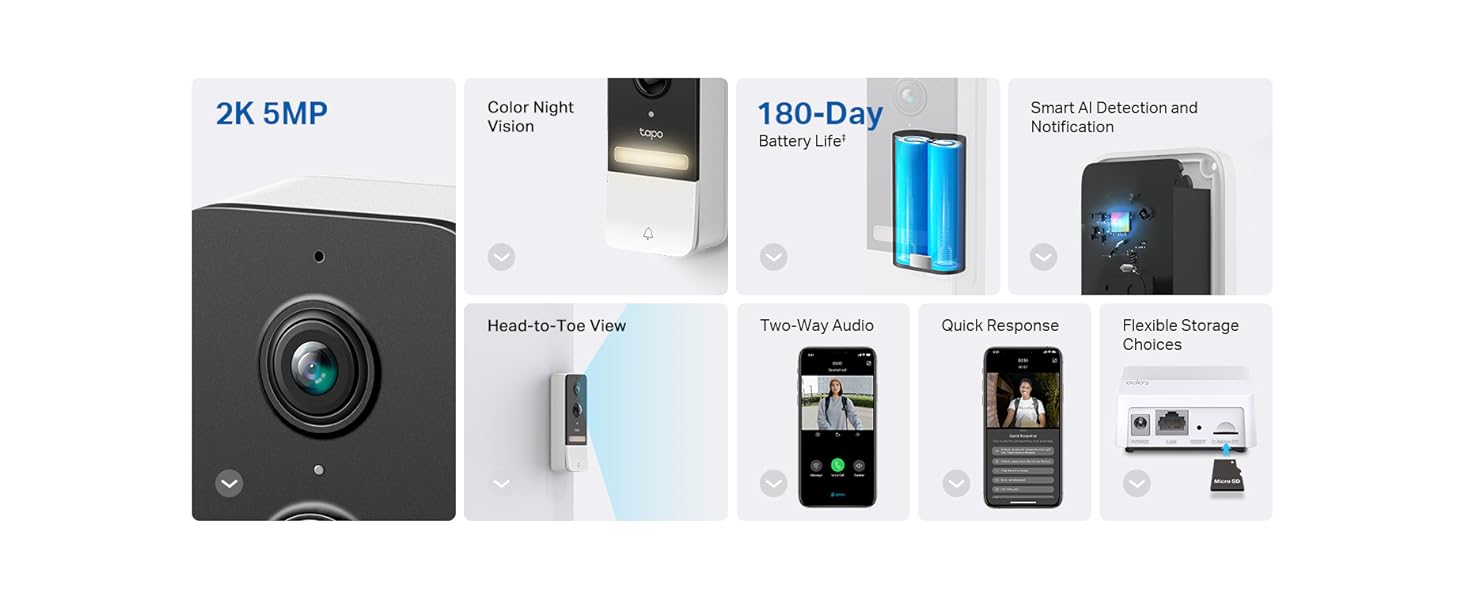 TP Link Tapo D230S1 D210 (TD21) D235 D205 Smart Battery Video Doorbell ...