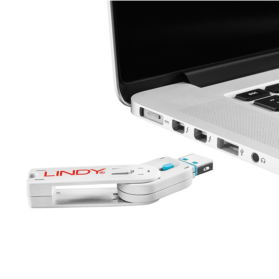 Lindy USB A Port Blocker Blue P/N:40452 Pack of 4pcs USB Blocker Lock ...