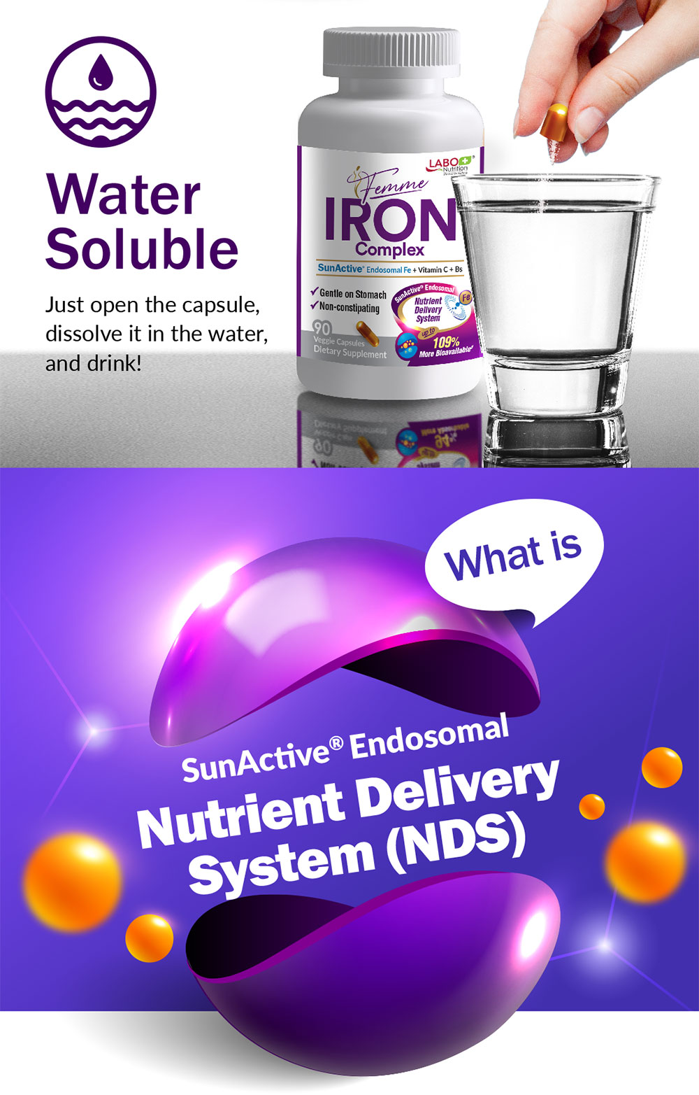 LABO Femme Iron Complex Supplement + Vitamin C Non Constipating No ...