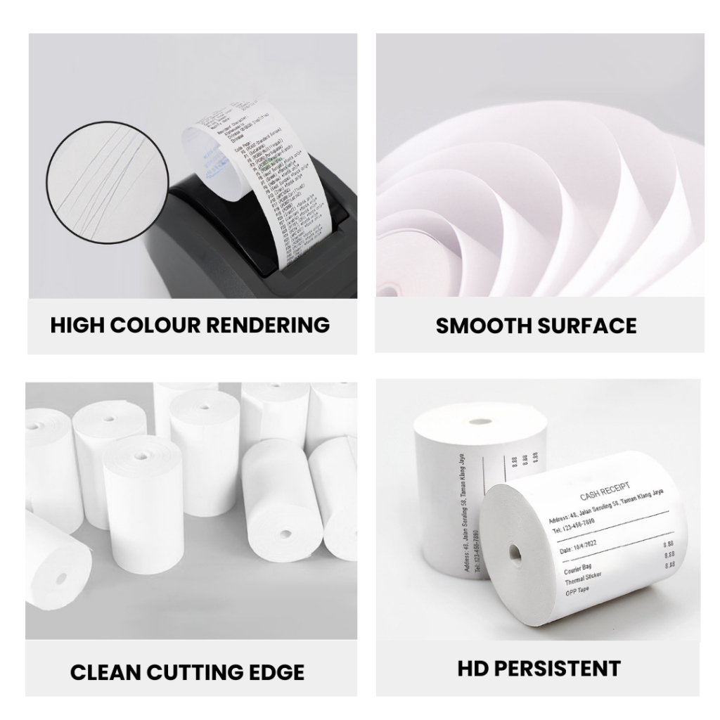 SG Receipt Paper Roll, Thermal Paper Roll, Coreless POS Receipt, Nets ...