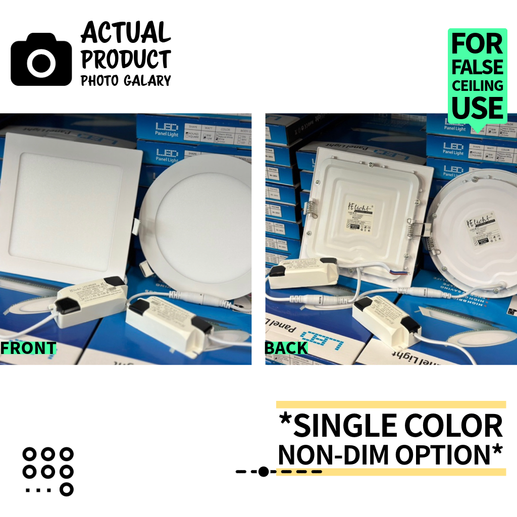 Koyama KE Licht Slim LED Downlight Panel Square & Round Safety Mark Certified 6W/9W/12W/15W/18W ...