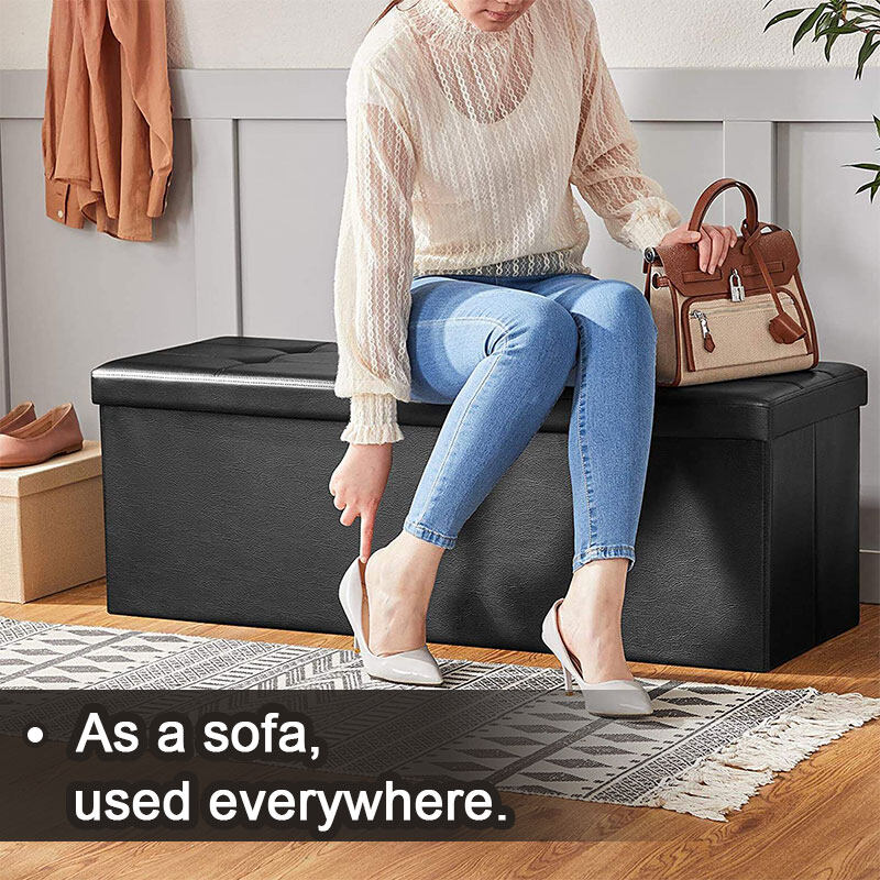 【TOP ONE】 Sofa storage stool Multi-functional folding leather storage ...