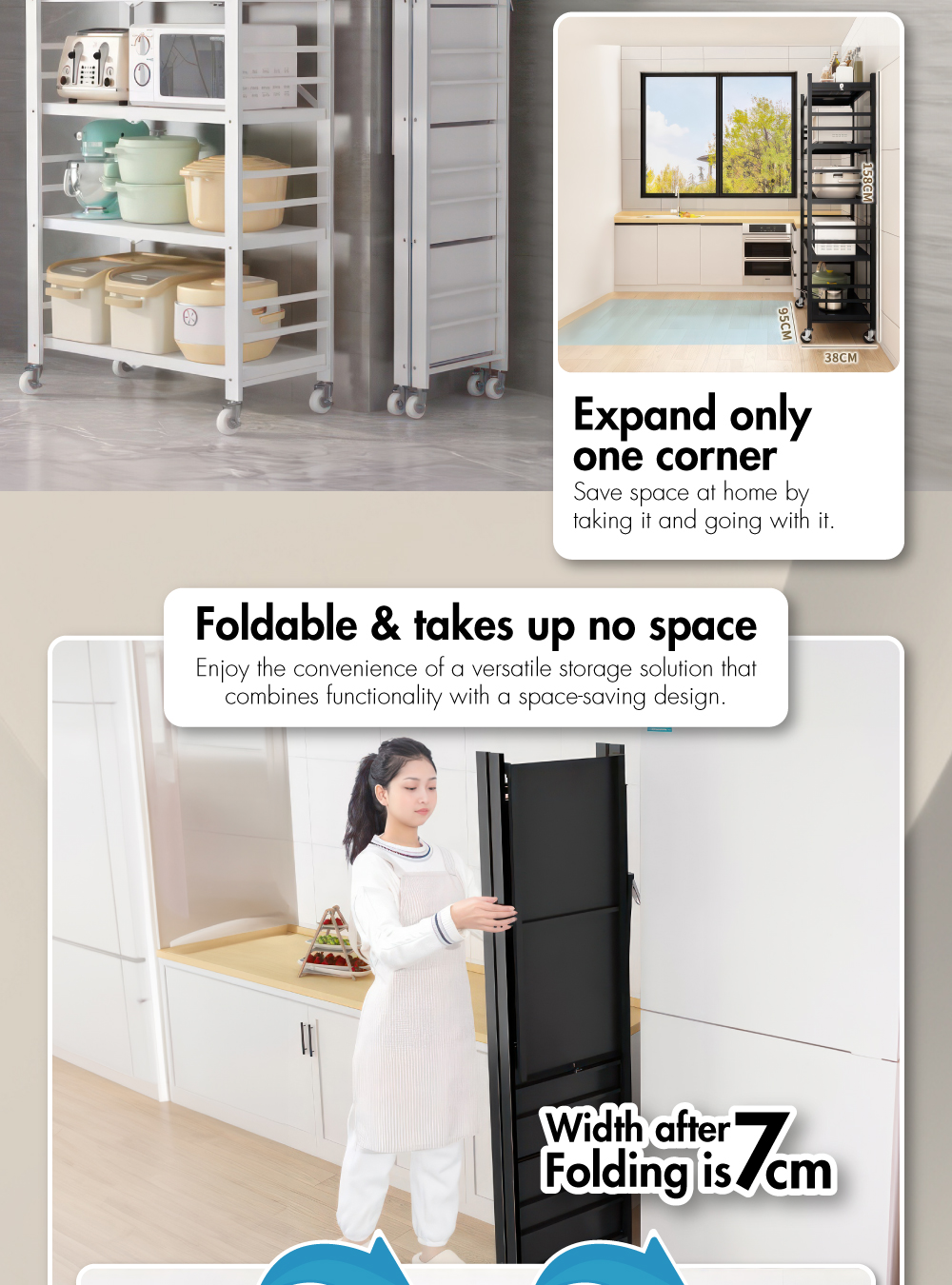 [HOUZE] SLIM 3 | 4 | 5 Tier Parallel Foldable Storage Shelf - Organizer ...