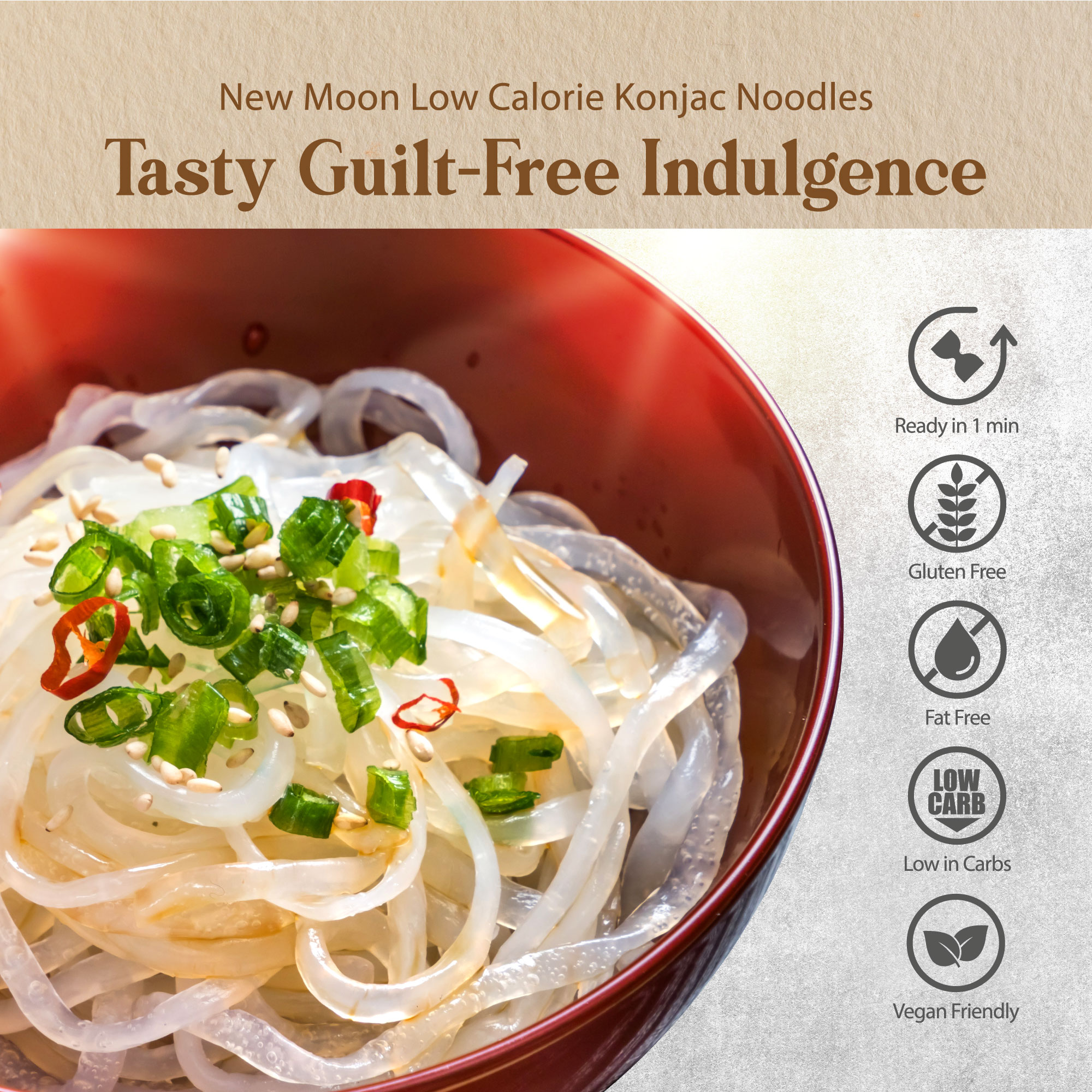 [Bundle of 4] New Moon Low Calorie Konjac Noodle 270g - Plain Round ...