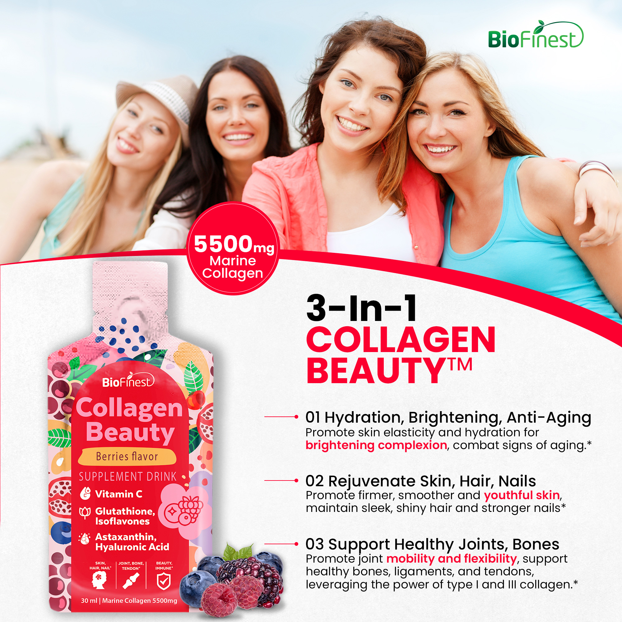 Biofinest Marine Collagen Peptides Drink 5500mg - Beauty Slim Calm ...