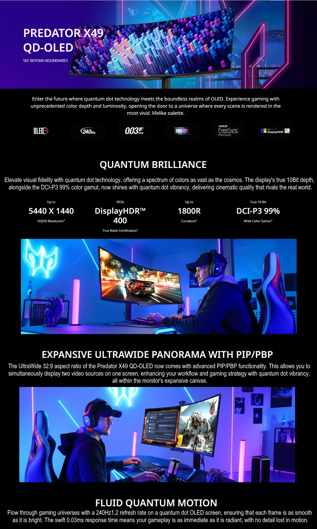 [New Launch 2025] [QD-OLED] Predator X49 X, 49-Inch DQHD 4S with 240Hz ...