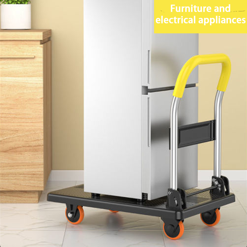 Thickened silent flatbed household folding trolley, transport trolley ...