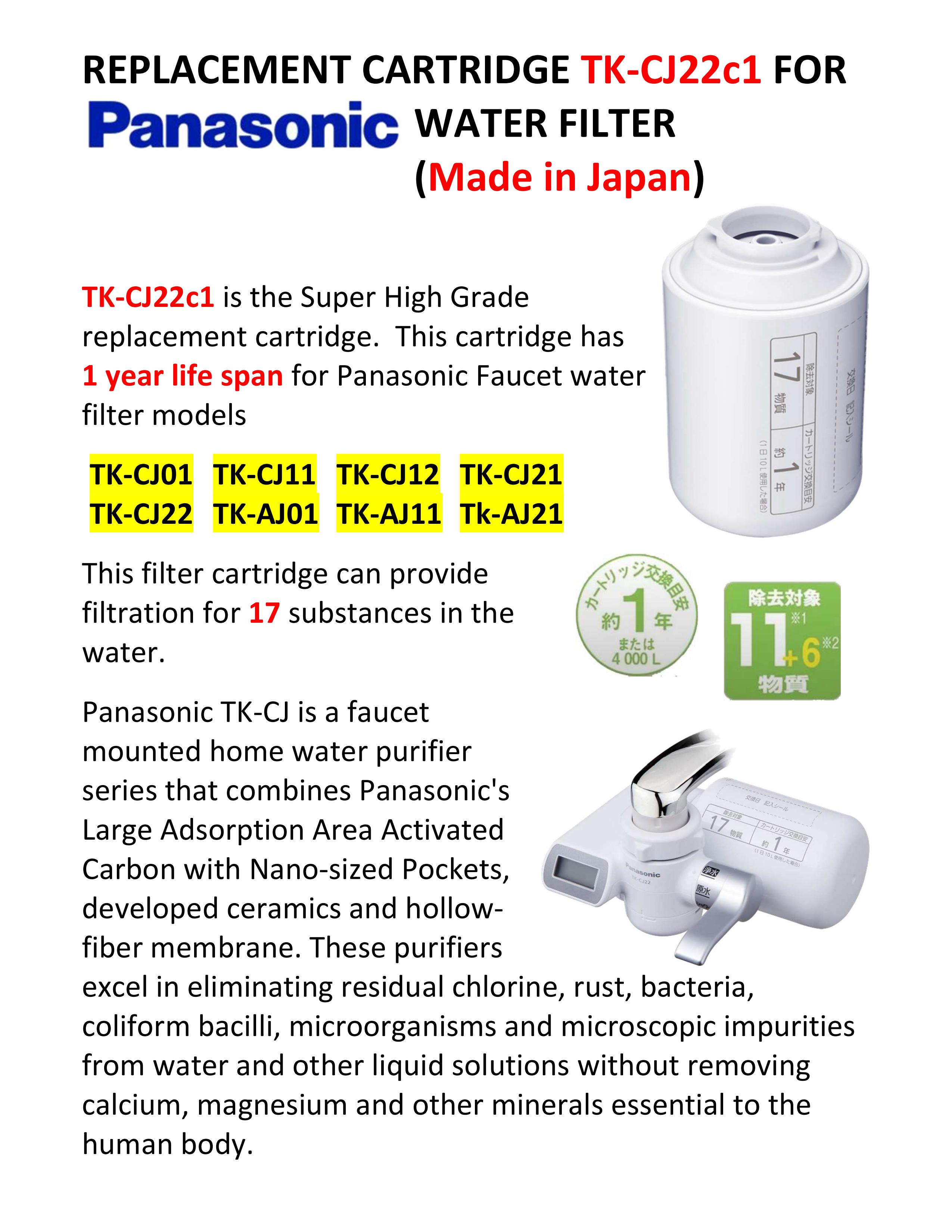 PANASONIC TK-CJ22c1 REPLACEMENT CARTRIDGE FOR WATER FILTER (1 pc). Made in Japan | Shopee Singapore