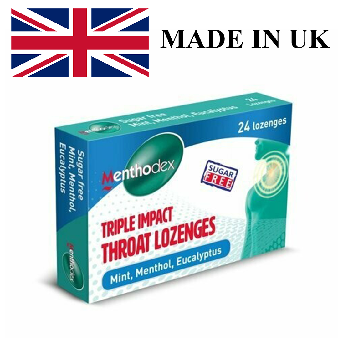 Menthodex Sugar Free Throat Lozenges Mint Menthol & Eucalyptus [Strepsils,Sore Throat,Cough ...