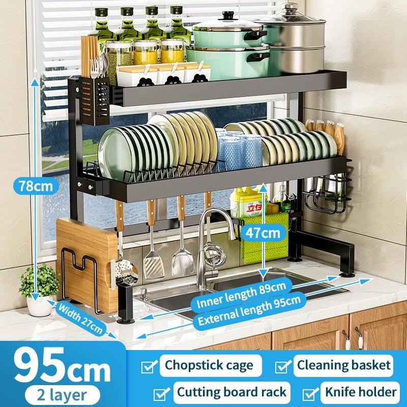 【SG Stock】Kitchen Rack Stainless Steel Sink Dish Rack Dish Drainer Rack ...