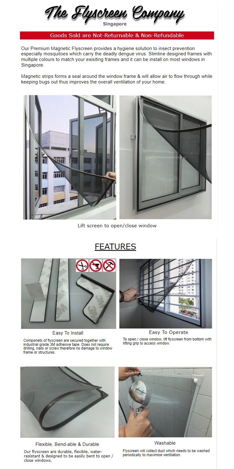 DIY Magnetic Flyscreen Kit / SG Seller Ready Stock / Black or Grey Mesh ...