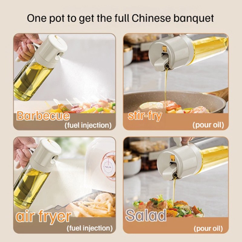 🇸🇬 [READY STOCK] 550ML New Oil Bottle Spray/Pour Leak-Proof Oil Glass ...