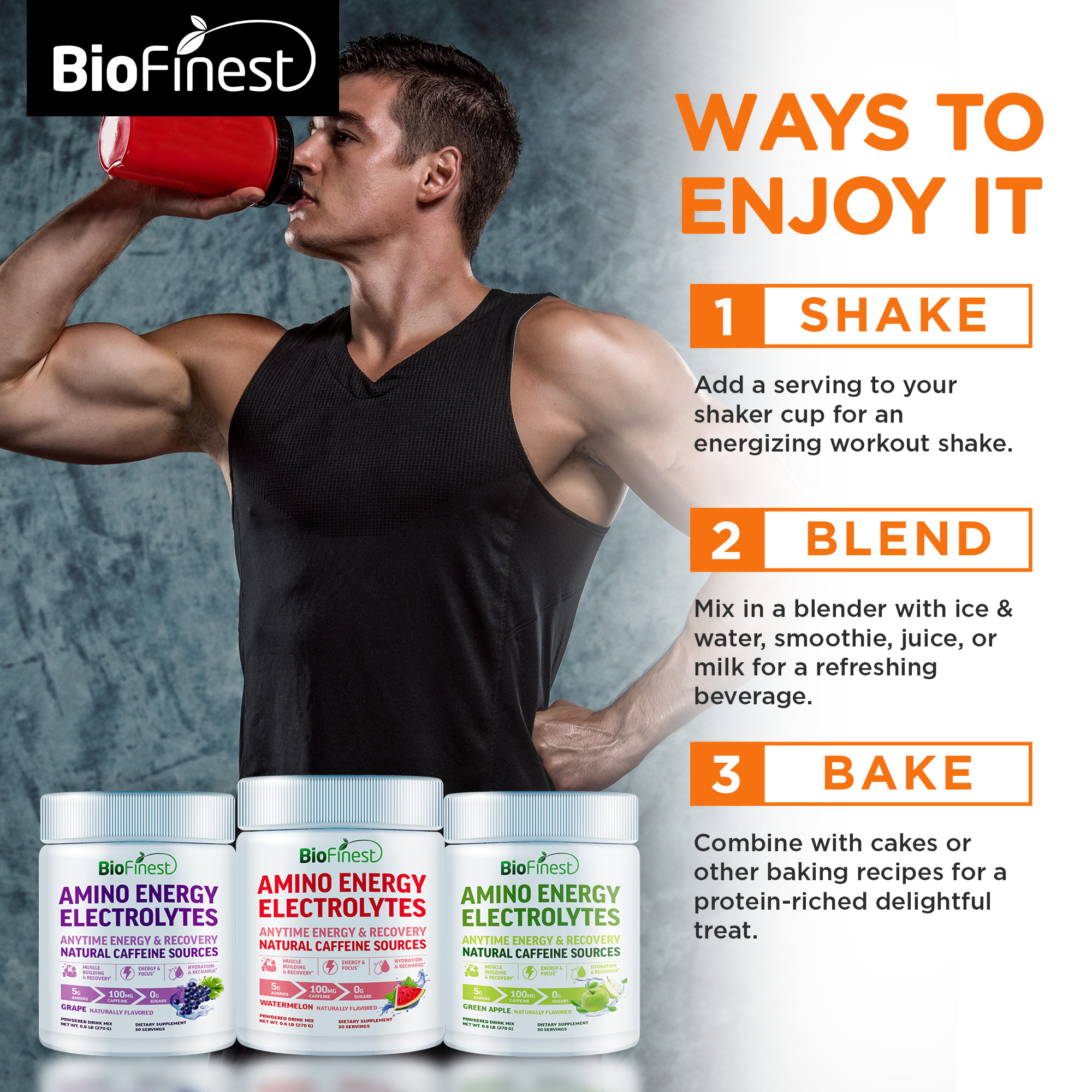 Biofinest Amino Energy Electrolyte Drink Powder -BCAA Amino Acids ...