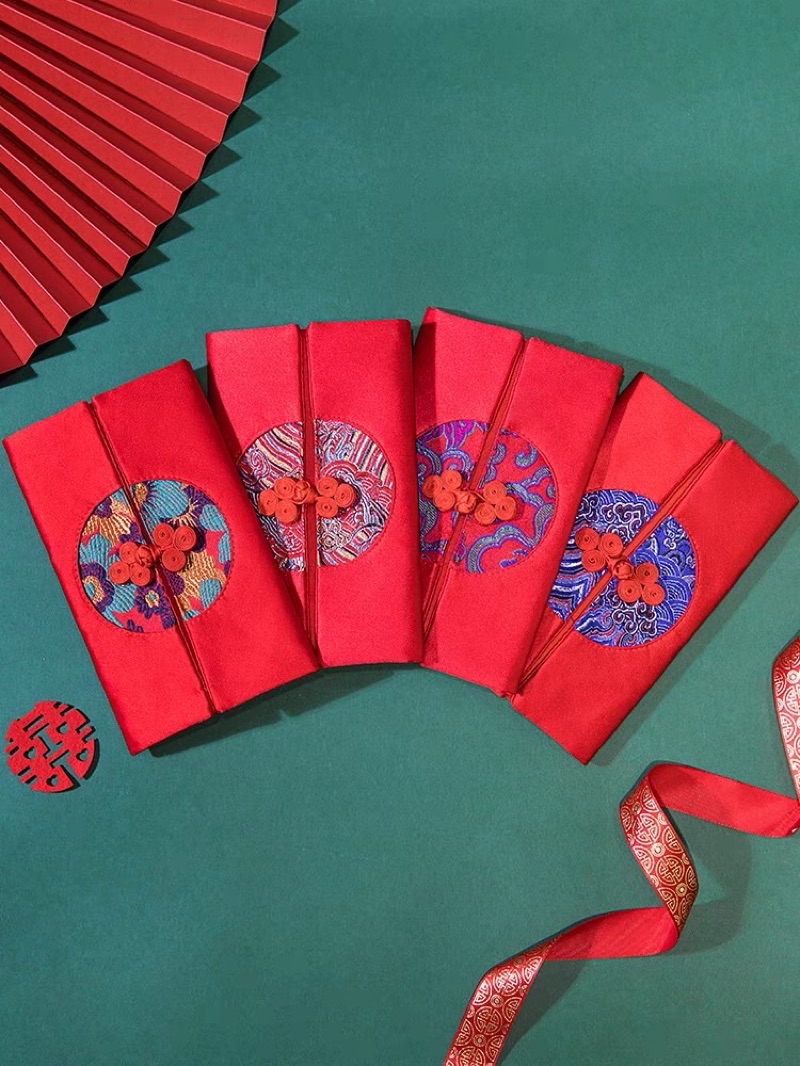 CNY Silk Embroidery Red Packets/Cloth Ang Bao/Silk Red Packets (SG ...