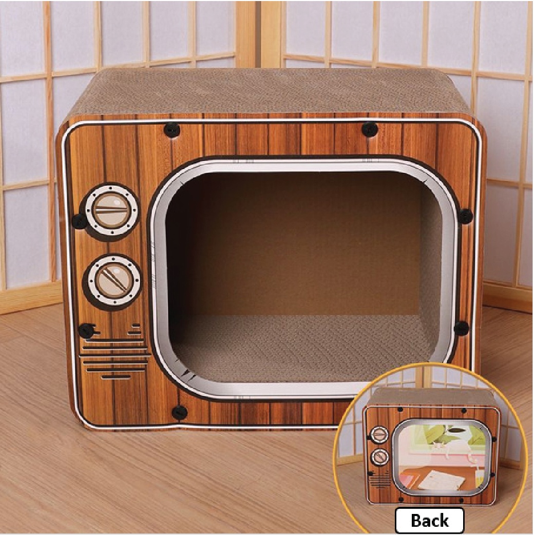 Cat Scratcher Box | Cute Vintage Retro TV Pink TV Scretching Box | Cat ...