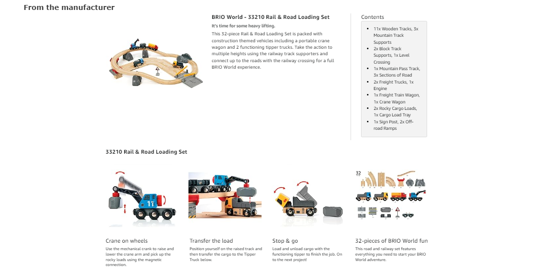 BRIO World 33210 - Rail & Road Loading Set - 32 Piece Wooden Toy Train ...