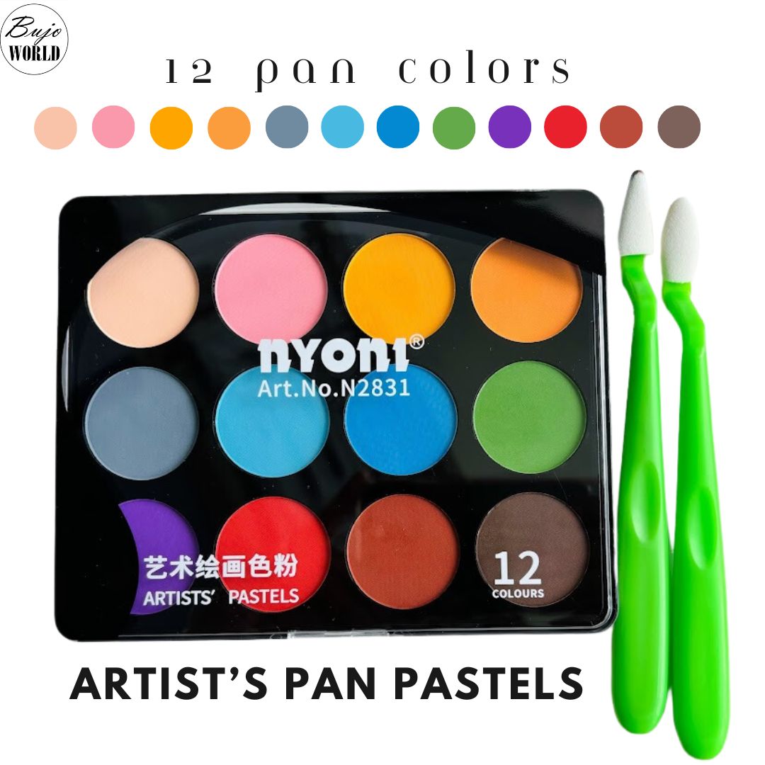 Artist Pan Pastels Set,12 Ultra Soft Pastel Colors Pan Format with ...