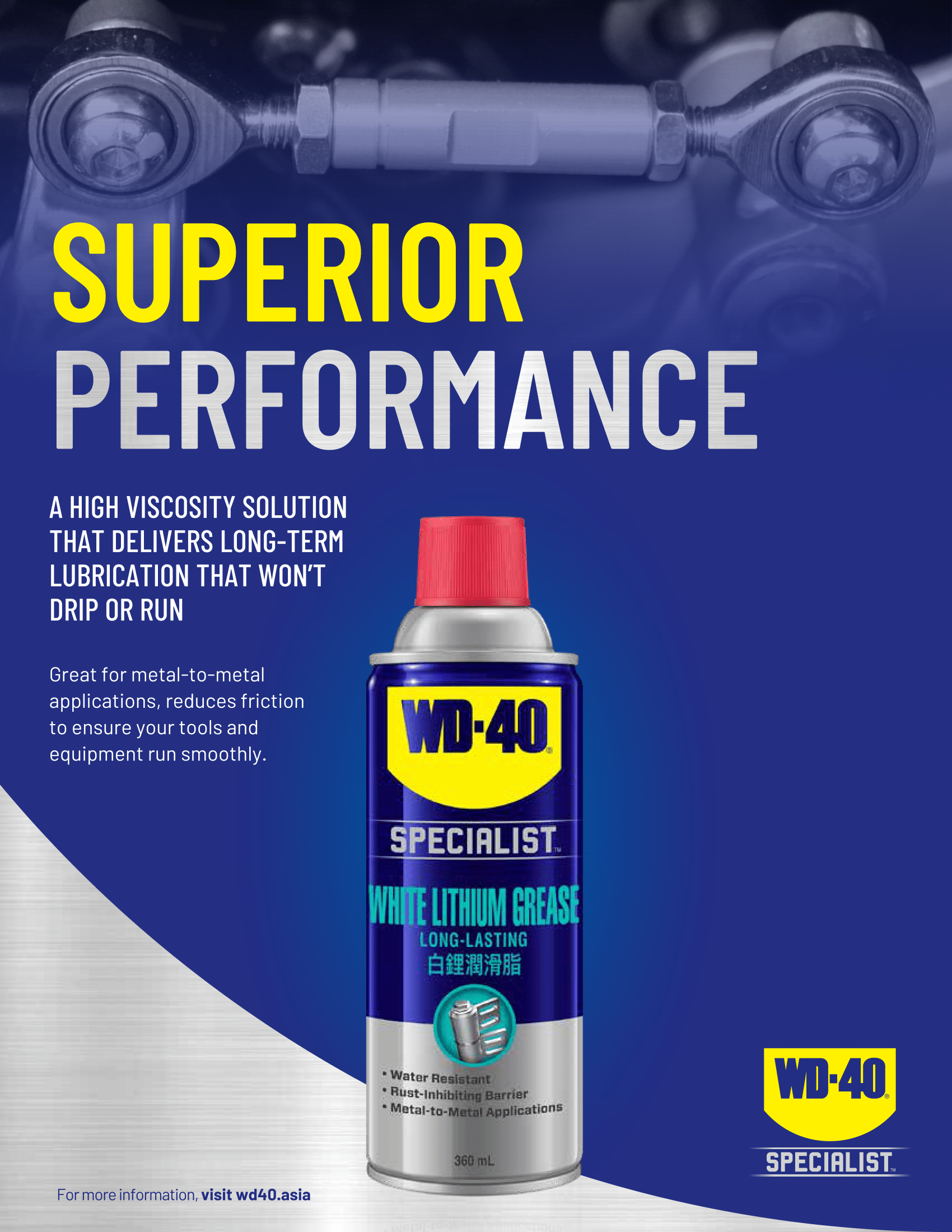 WD40 White Lithium Grease 360ml, Lubricates metal gears, WD-40 ...