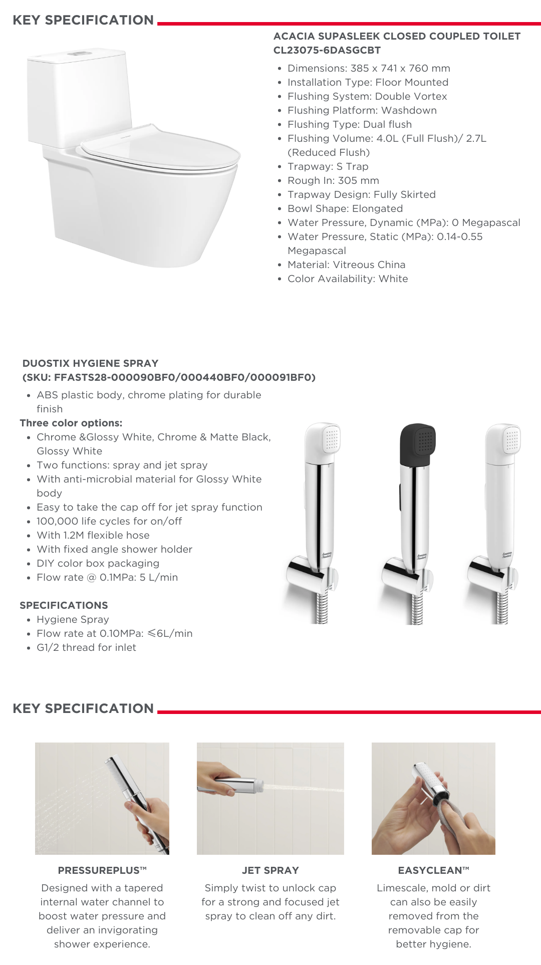 American Standard Extra Hygienic Power Flush Toilet Bundle (Toilet ...