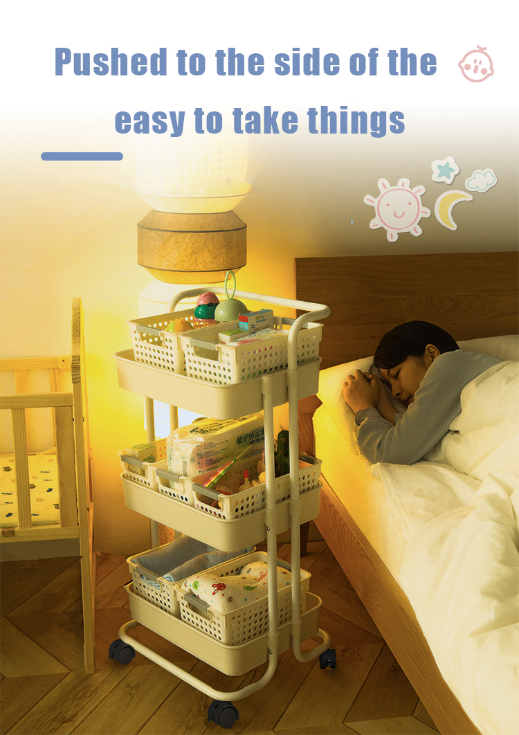 [Local Seller] Metal 3 Layers Storage Trolley with wheel Trolley Rack ...