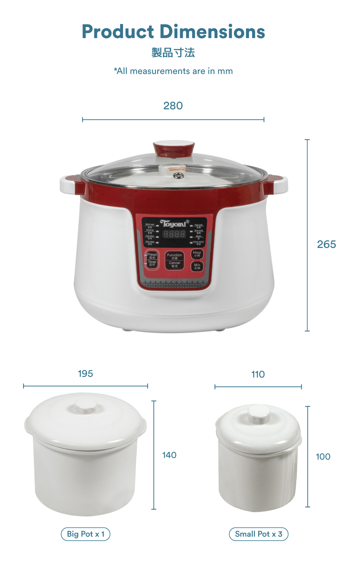 TOYOMI 3.2L Double Boiler Cooker SC 3289 | Shopee Singapore