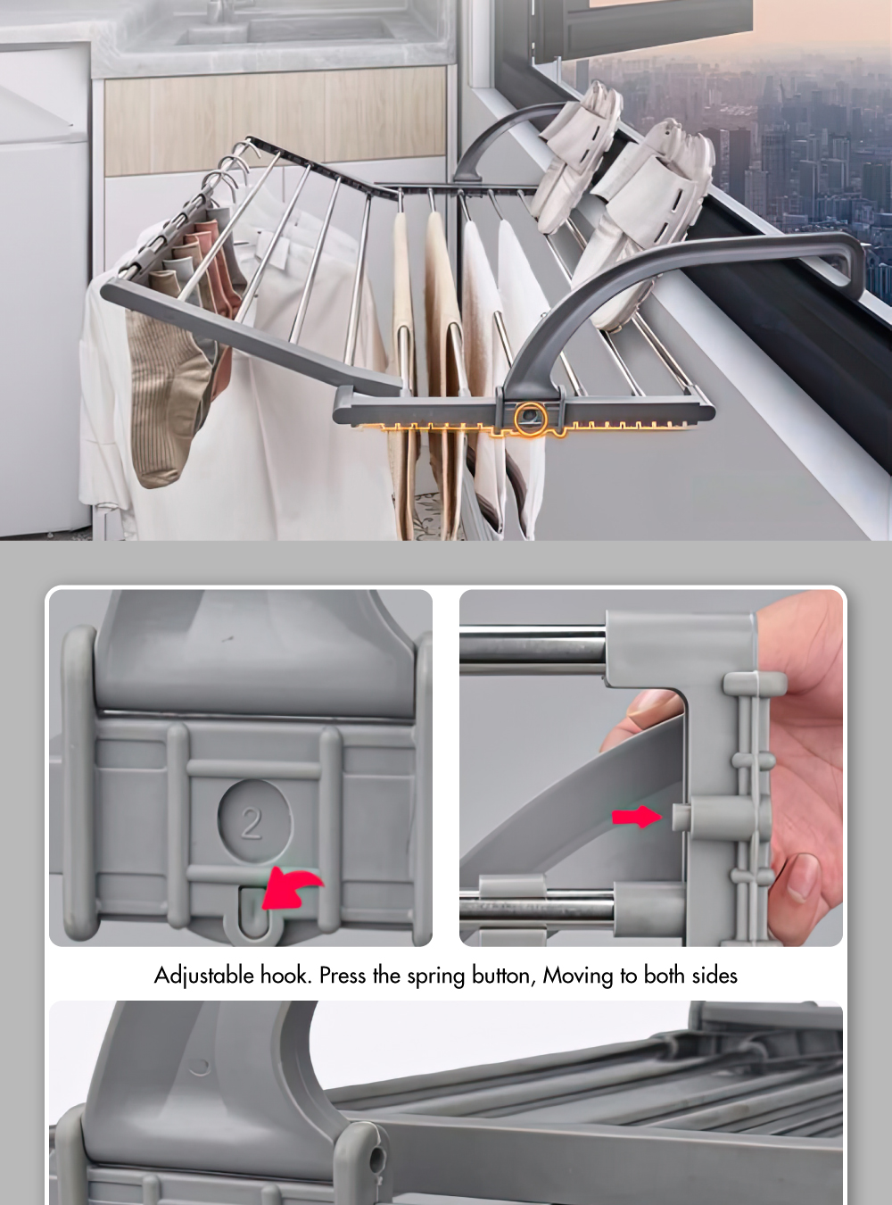 [HOUZE] Extendable and Adjustable Wall Hanging Radiator Airer (Large ...