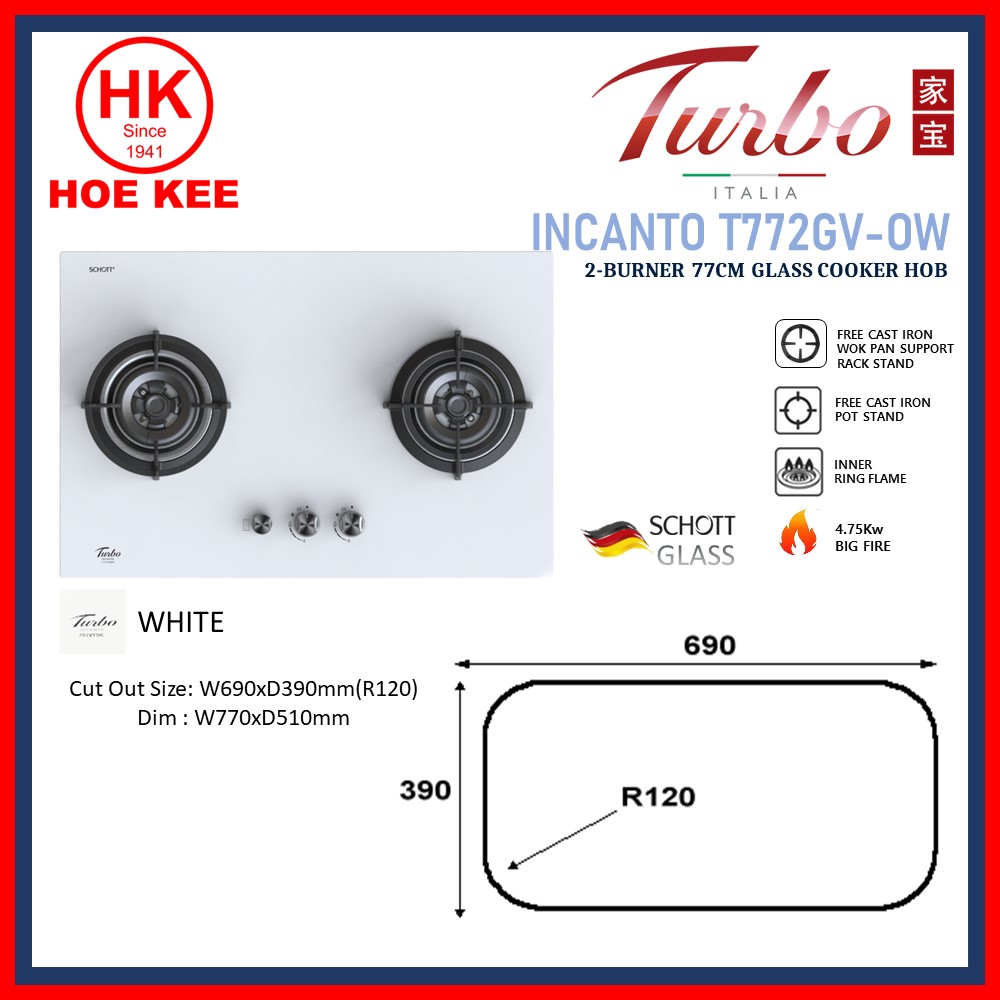 (BUNDLE) TURBO T772GV-BK/OW/MS GLASS HOB + TURBO INCANTO T408-90SS/BK 90CM CHIMNEY HOOD | Shopee ...