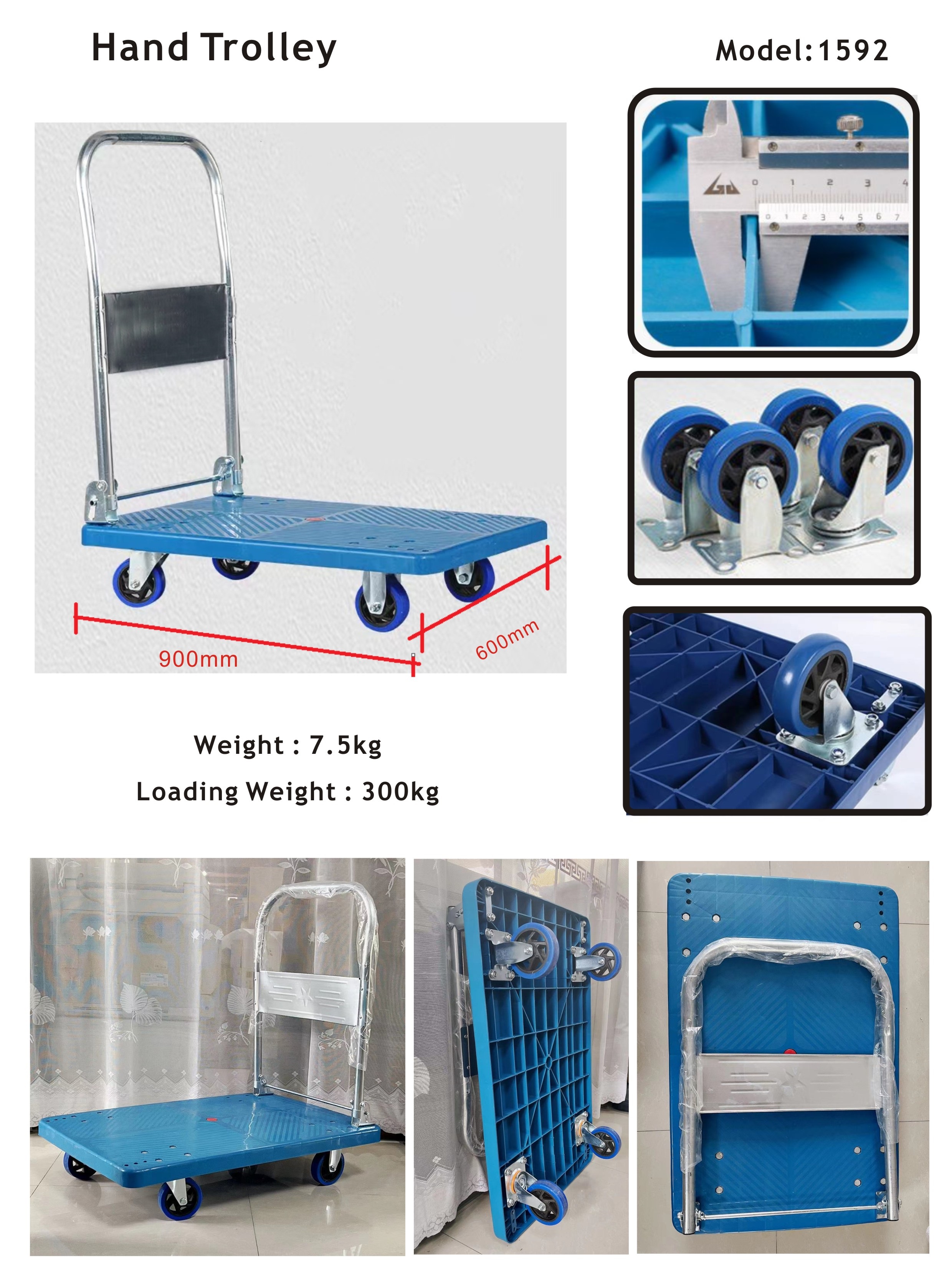 Foldable trolley Hand Platform Heavy Duty Folding Trollies Household ...
