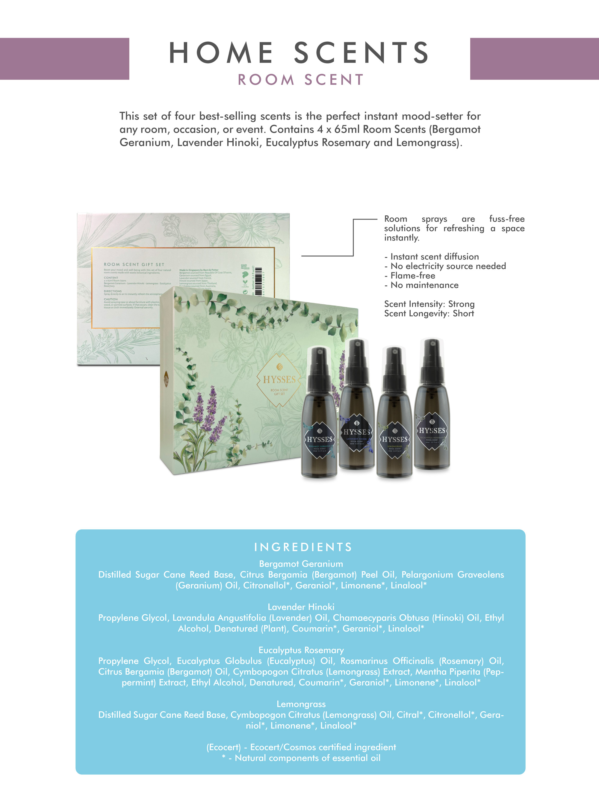 Hysses Room Scent Gift Set of 4 (Classic) | Shopee Singapore