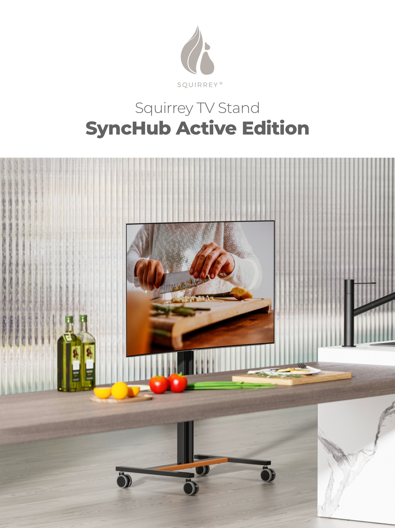 [Set] Squirrey SyncHub Carts TV Stands [125mm Height Adjustable, VESA, 120kg Load Capacity, Home ...