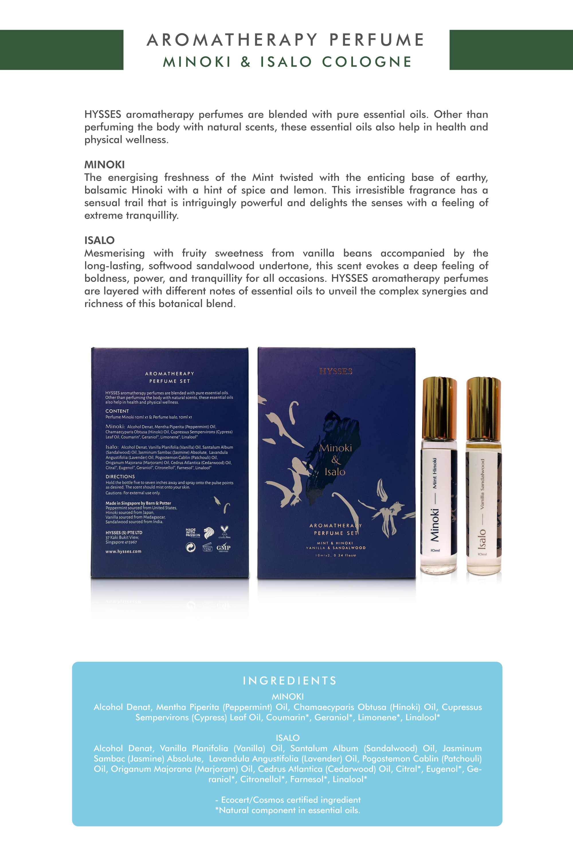 Hysses Aroma Perfume Set of 2 (Minoki, Isalo) | Shopee Singapore