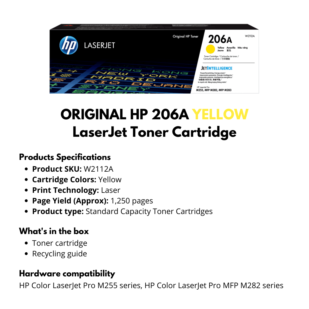 ORIGINAL HP 206A (B/C/Y/M) Toner Cartridge (W2110A/W2111A/W2112A/W2113A ...