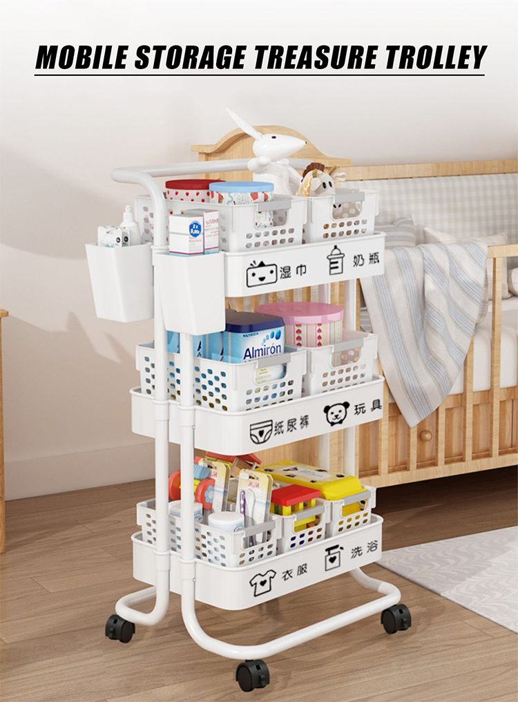 [Local Seller] Metal 3 Layers Storage Trolley with wheel Trolley Rack ...