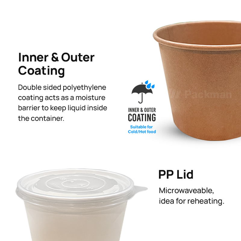[Carton Sale] Double Coated Kraft Paper Bowl with Inner Divider Lids ...