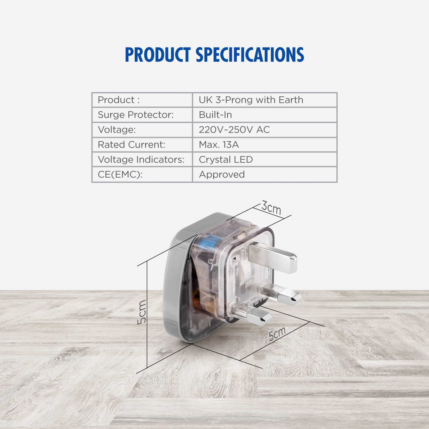 Daiyo DE 233 Travel Adaptor UK 3-Prong With Earth | Brunei, Hong Kong ...