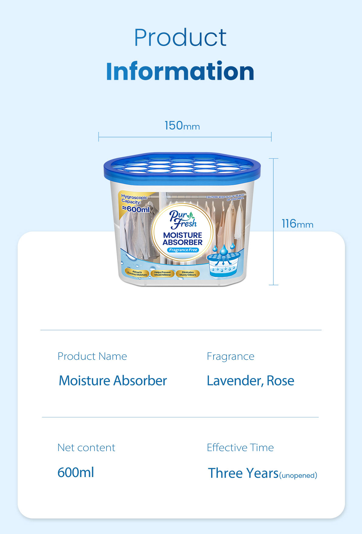 [Mix& Match] Purfresh 600ml Large Dehumidifier Box Moisture Absorber ...