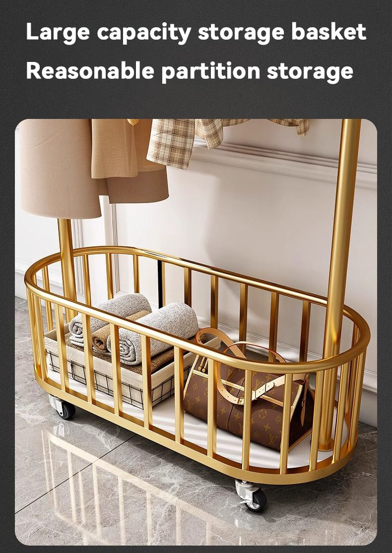 [SG READY STOCK] Clothes Hanger Stand With Basket Clothes Rack Movable ...